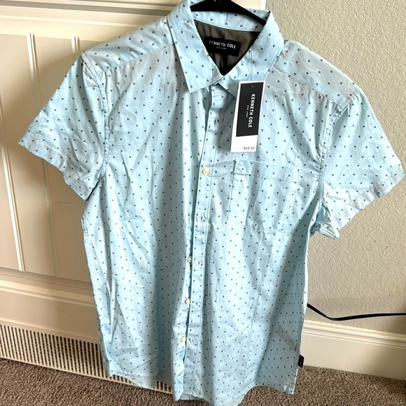Kenneth Cole | Shirts | Kenneth Cole Light Blue Black Button Down ...